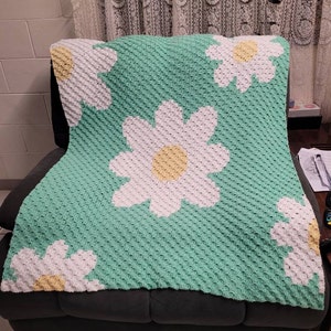 The Daisy Day Throw PDF DIGITAL DOWNLOAD Crochet Pattern, C2C Crochet ...