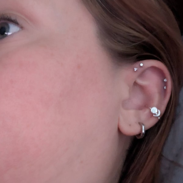 Moon Phases Conch Hoop, Celestial Conch Piercing 14 Gauge, Conch Hoop ...