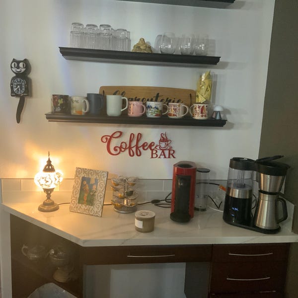 Coffee Bar Script Metal Sign - Home Coffee Area Wall Décor - Steel ...