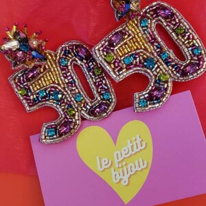 50th Birthday Beaded Earrings, Milestone Birthday, 50 Earrings, 50th ...