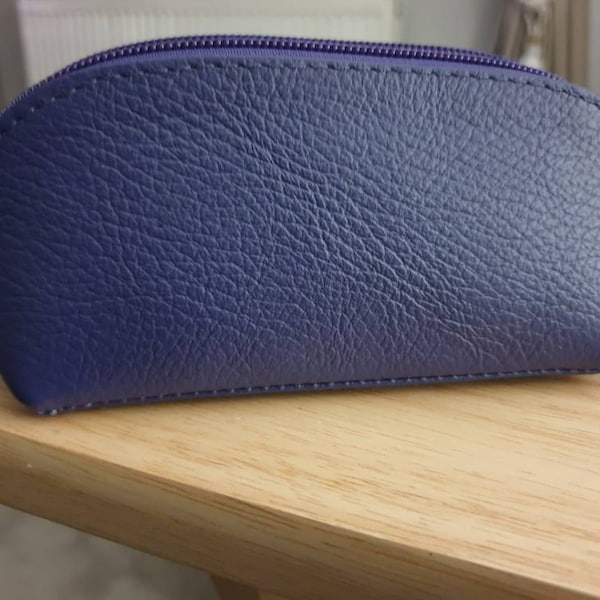 Navy Blue Leather Money Pouch, Change Pouch, Men's Leather Coin Purse ...