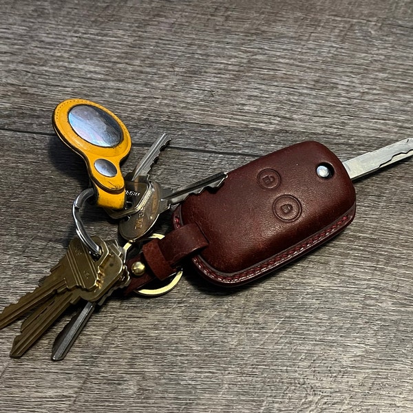 Handmade Leather Cadillac Car Key Case.leather Car Key Fob Cover,remote ...