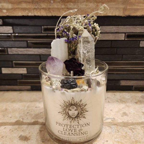 Soul Healing Intention Candle Packed With Crystals, Herbs and Flowers ...