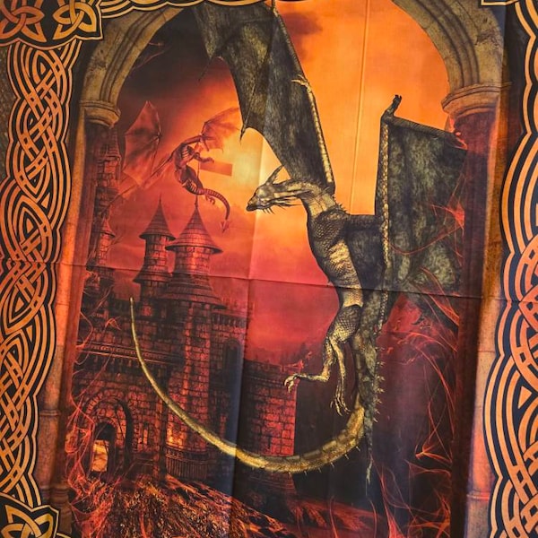 Celtic Red Dragon Panel - in the Beginning - Jason Yenter - 1 Yard ...