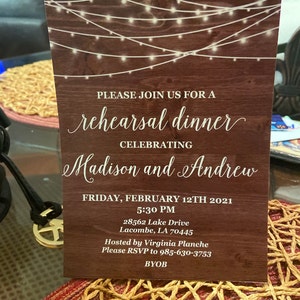 Printable OR Printed Rustic Rehearsal Dinner Invitations Wood and ...