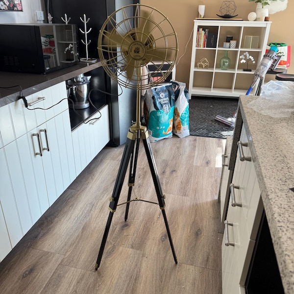 Handmade Nautical Wooden Tripod Floor Fan | Modern Designer Pedestal ...