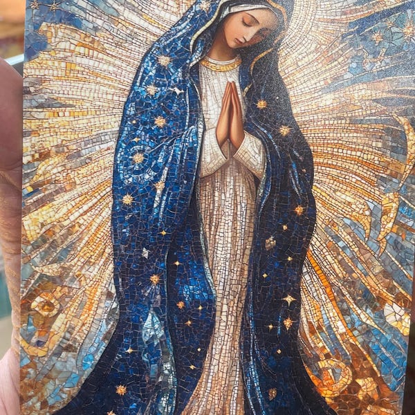 Virgin Mary Art Print Our Lady Religious Mosaic Style Christian Icon ...