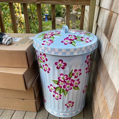 Hand Painted Trash/garbage Can 20 Gallon Talavara Pattern, Multi Bright ...