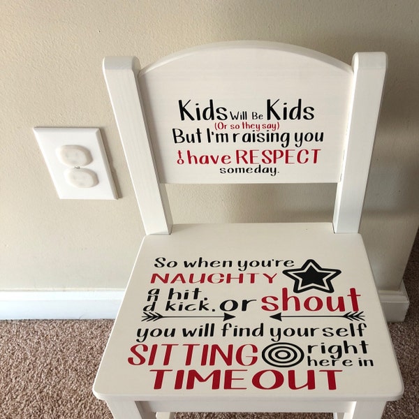UV Printed Time Out Chair, No Vinyl Used! Wood Time Out Chair, Time Out Chair, Timeout Chair ...