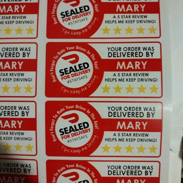 Personalized! Doordash Themed Delivery 4"x2" [ Sealed for Delivery ...