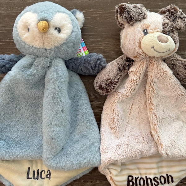 Personalized Animal Lovey • Custom Baby Lovey • Embroidered Lovey ...