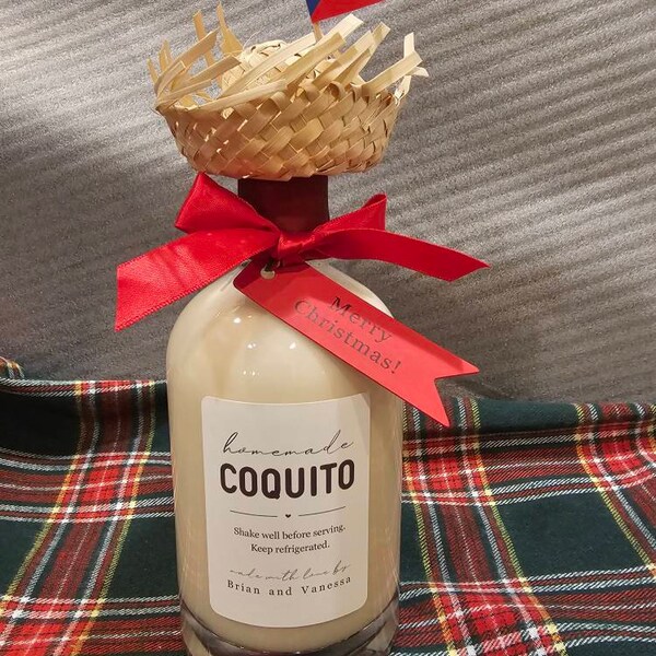 Homemade Coquito Label - Set of 15 Personalized Puerto Rican Eggnog ...