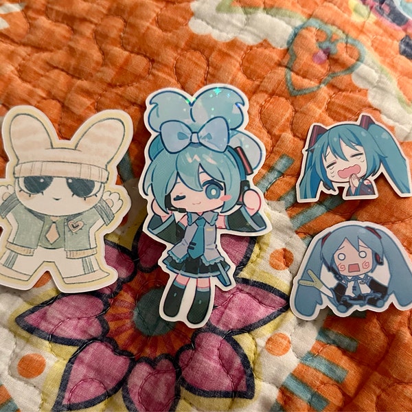 Hatsune Miku Cinnamon Roll Chibi Sticker: Holographic Star, Water ...