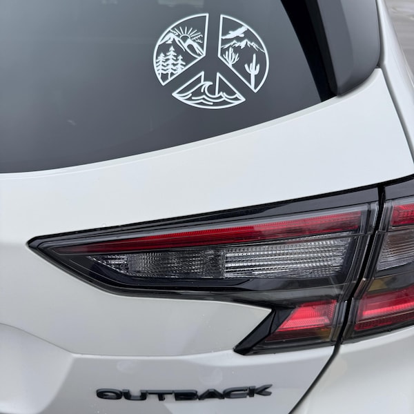 Peace Car Decal, Elemental Peace Symbol Car Decal, Earth Elements Car ...