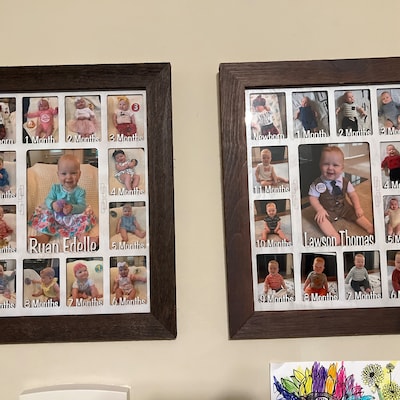 Baby First Year Personalized Frame Holds Twelve 2.5 X 3.5 Newborn ...