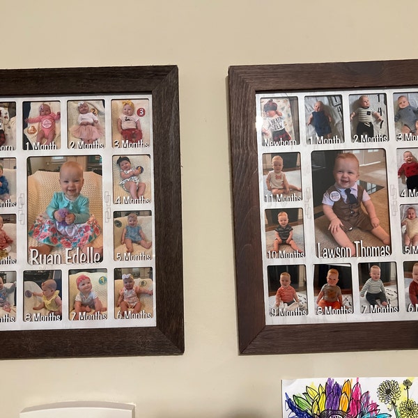 Baby First Year Personalized Frame - Holds Twelve 2.5" X 3.5" Newborn ...