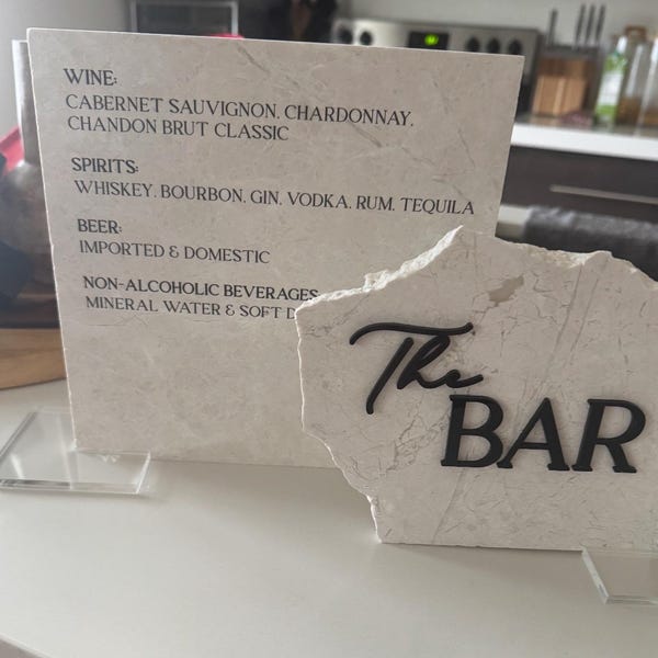 Marble Stone Bar Sign | Wedding Unique Signage | Menu Sign | Drink Sign ...