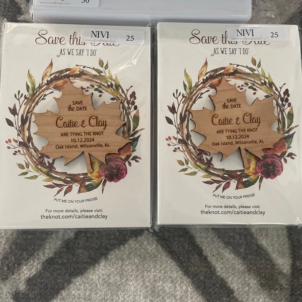 Fall Save the Date Magnet With Cards, Wedding Maple Leaf Save-the-dates ...