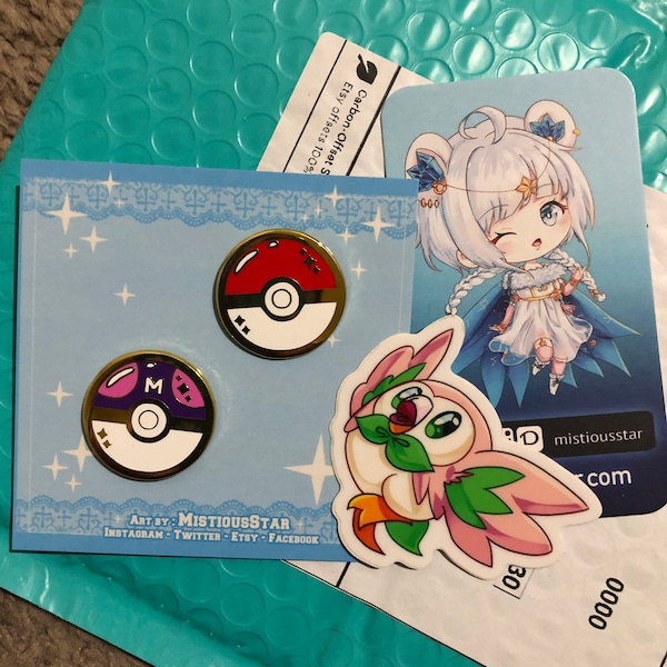 Pokeball +masterball Hard Enamel Pin Set - Etsy