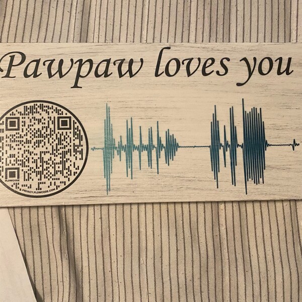 Personal Voicemail Message QR Code With Heartbeat Soundwave. Wood Sign ...