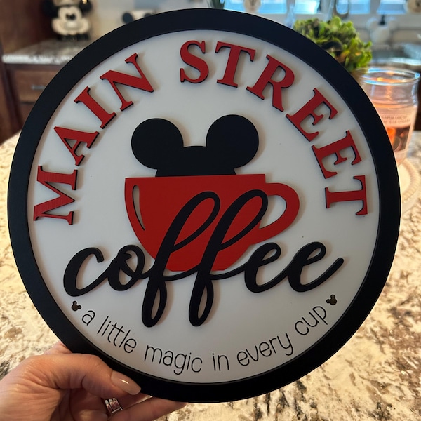 10" Main Street Coffee Sign // Disney-inspired Coffee Decor // Mickey ...