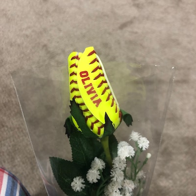 Personalized Softball Rose Personalized Softball Gifts Softball Flowers ...