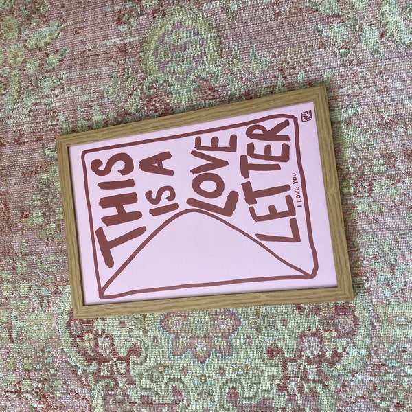 Love Letter | Cute Pastel, Illustration, Pink and Red, Aesthetic Wall ...