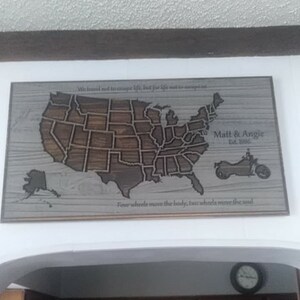 Motorcycle Road Trip Map, Push Pin Map, US Map to Track Travels, Bikers ...