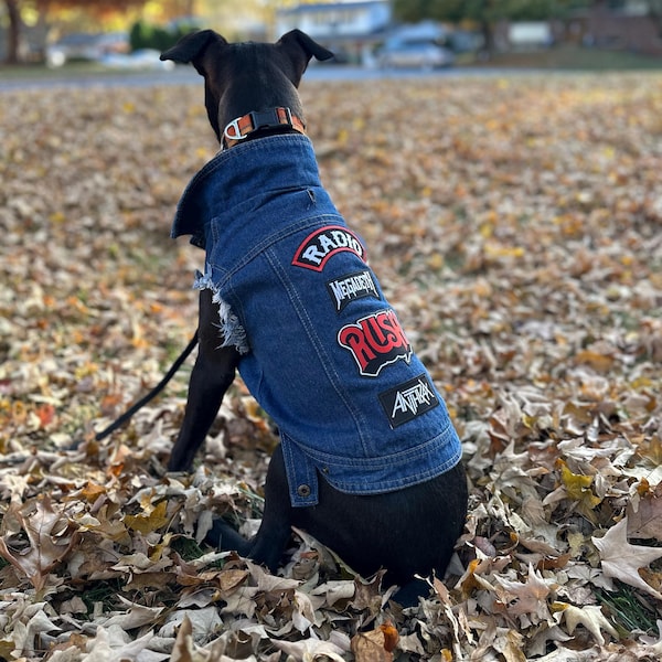 Denim Dog Vest - Custom Patched / Large Breed Denim Dog Coat / Dog ...