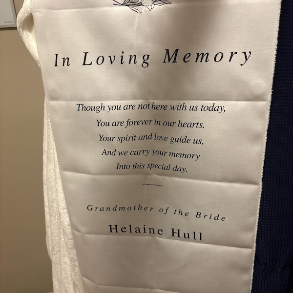 In Loving Memory Wedding Fabric Sign, Memory Chair Sign, Forever in Our ...
