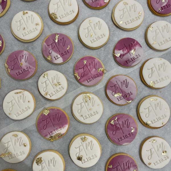 CUSTOM Wedding Initials and Date 3 Cookie Biscuit Stamp (fits M&S ...