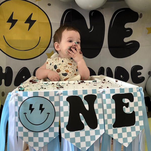 ONE Happy Dude Banner in Blue Printable Blue Happy Dude ONE Banner One ...
