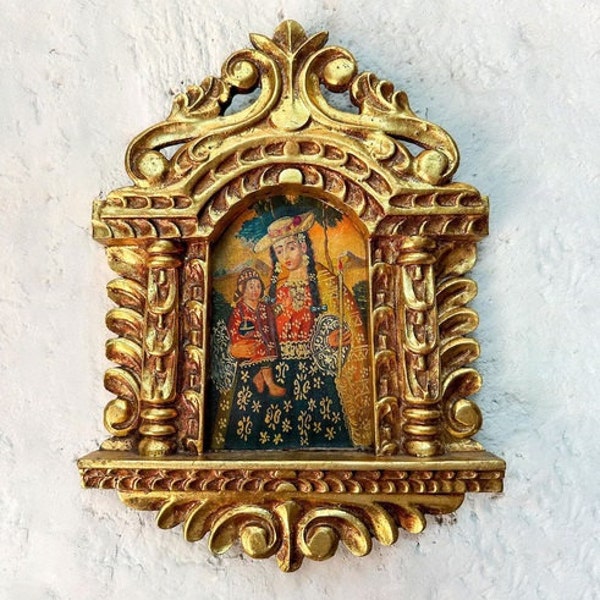 Cuzco School • Colonial Art • Retablo Santo • Original Oil Painting ...