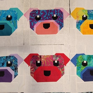 Pug Dog Puppy Quilt Block PDF Pattern Includes Instructions for 6 Inch ...