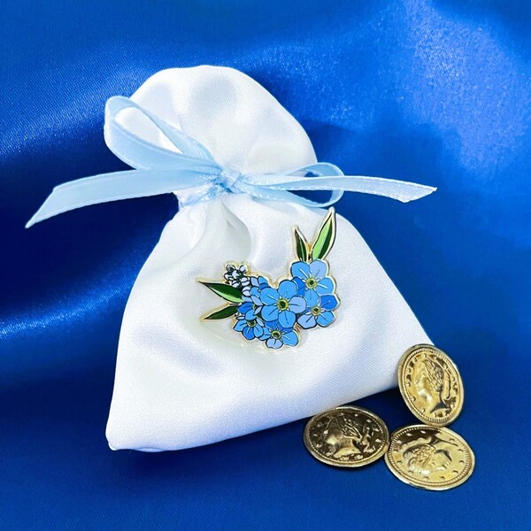Forget Me Not Pin, Botanical Enamel Pin, Blue Flower Artwork, Original ...