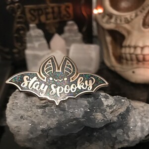 Stay Spooky Bat Hard Enamel Pin | Cute Goth Lapel Pin | Halloween Black ...