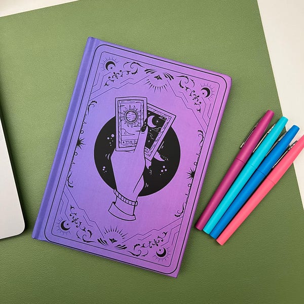 Hardcover Daily Tarot Journal, Blank Lined Notebook, Tarot Inspiration ...