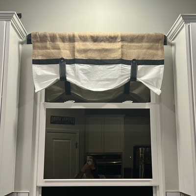 Burlap Curtains Primitive Valance Botanical Curtain Bohemian - Etsy