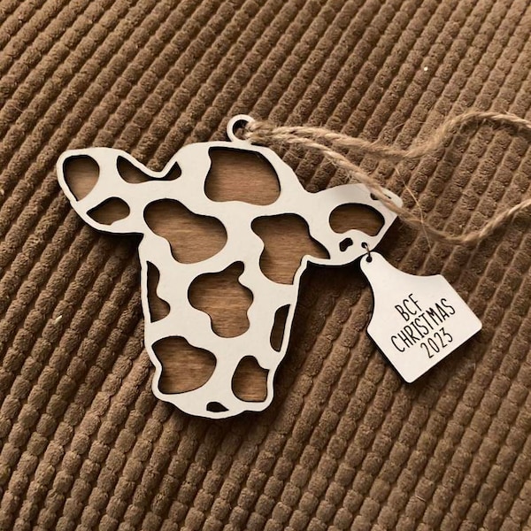 Personalized Cow Christmas Ornament - Farmhouse Ornaments - Black Brown ...