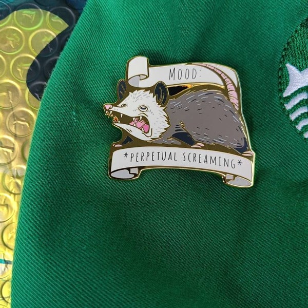 Mood Possum Hard Enamel Pin | Perpetual Screaming Opossum Funny Pin ...