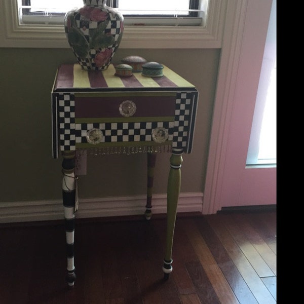 Large Craft Table Hand Painted. Whimsical , Harlequin Design . Custom ...