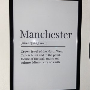 Manchester Definition Print Definition Wall Print for | Etsy UK