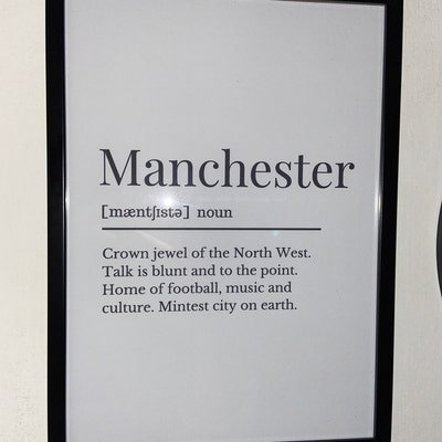 Manchester Definition Print, Definition Wall Print for Mancunians, Manc ...
