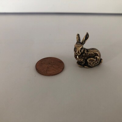 Rabbit Brass Small Animal Sculpture Handmade Collectible - Etsy
