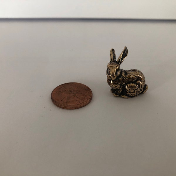Rabbit Brass Small Animal Sculpture Handmade Collectible Figurine Bunny ...