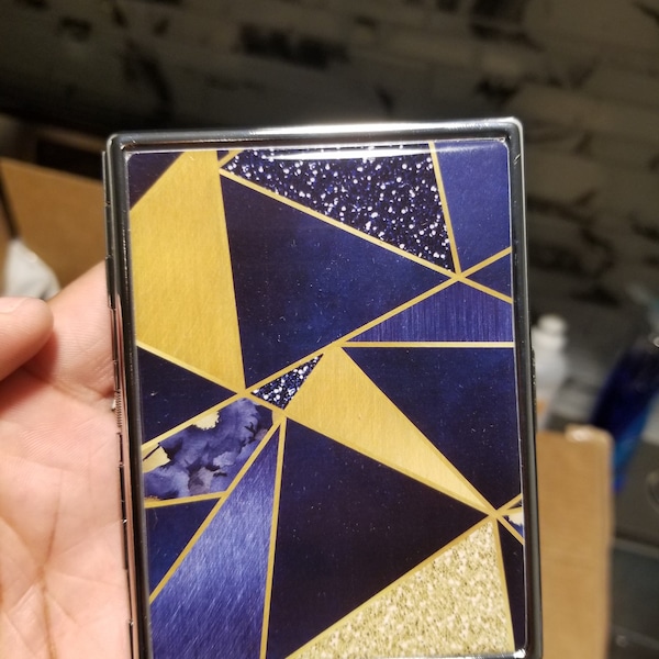 Blue Gold Cigarette Case, Slim Cigarette Case, Cigarette Box, Retro ...