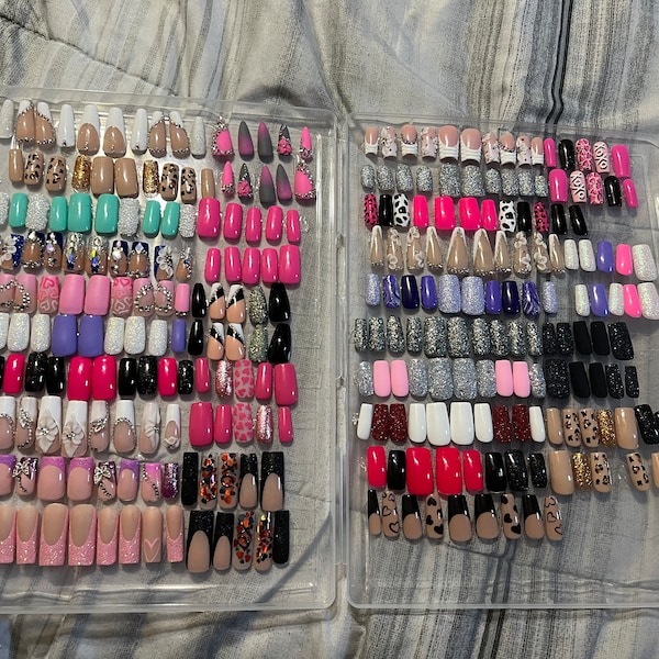 Press on Nail Storage Box Organize Fake Nail Set Acrylic Box Glue on ...