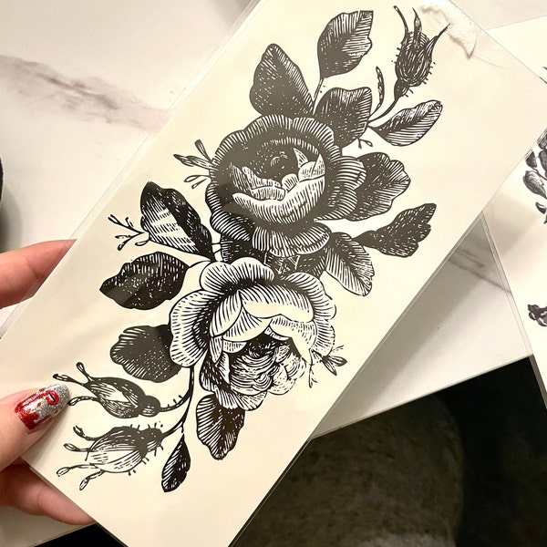 Large Floral Temporary Tattoo | Rose Temporary Tattoo | Flower ...