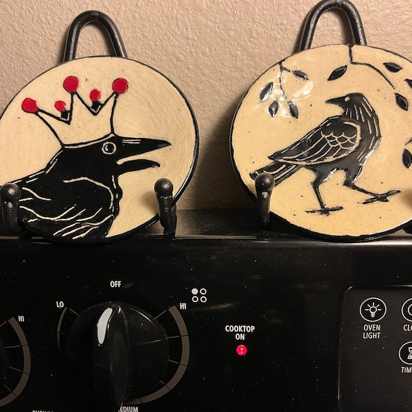 Raven or Crow King Sgraffito Ceramic Plate, Crow Dish, Raven Pottery ...
