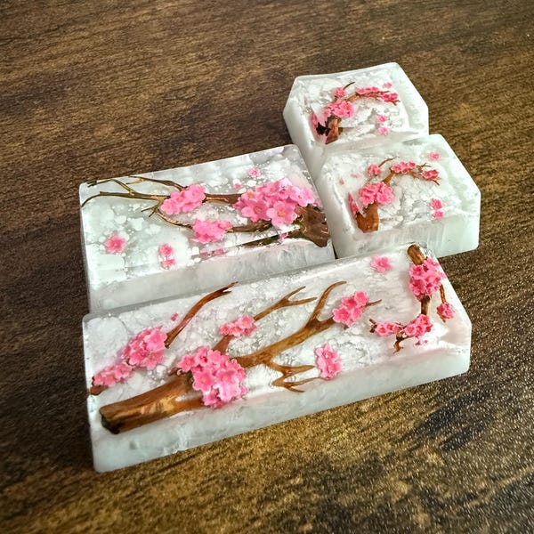 Cherry Blossom Keycap, Japan Keycap, Sakura Keycap, Handmade Resin ...